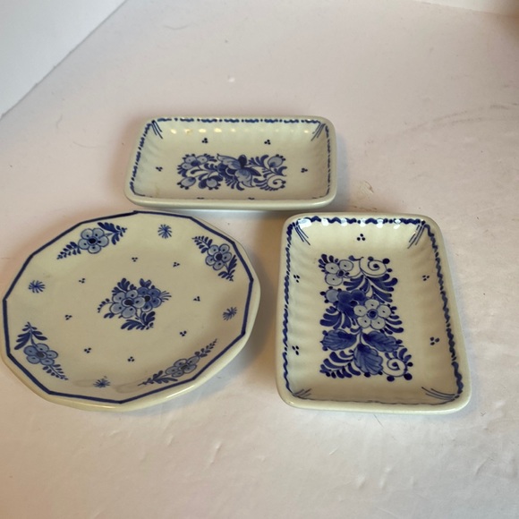 Delft | Accents | 3 Blue White Delft Trinket Tray Dish Hand Painted ...